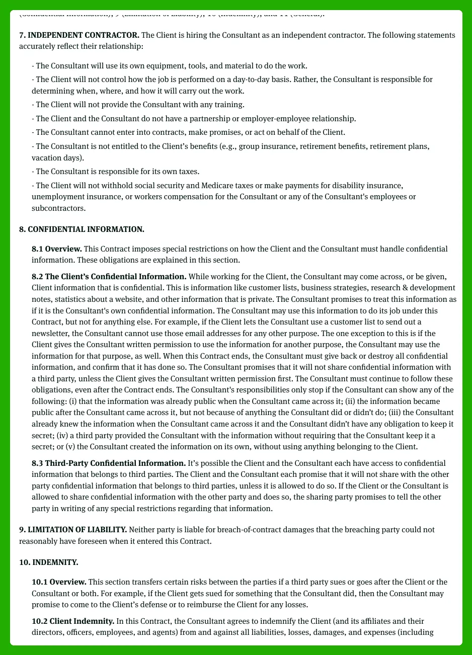 Free Consulting Retainer Agreement Template | PDF Download - Bonsai