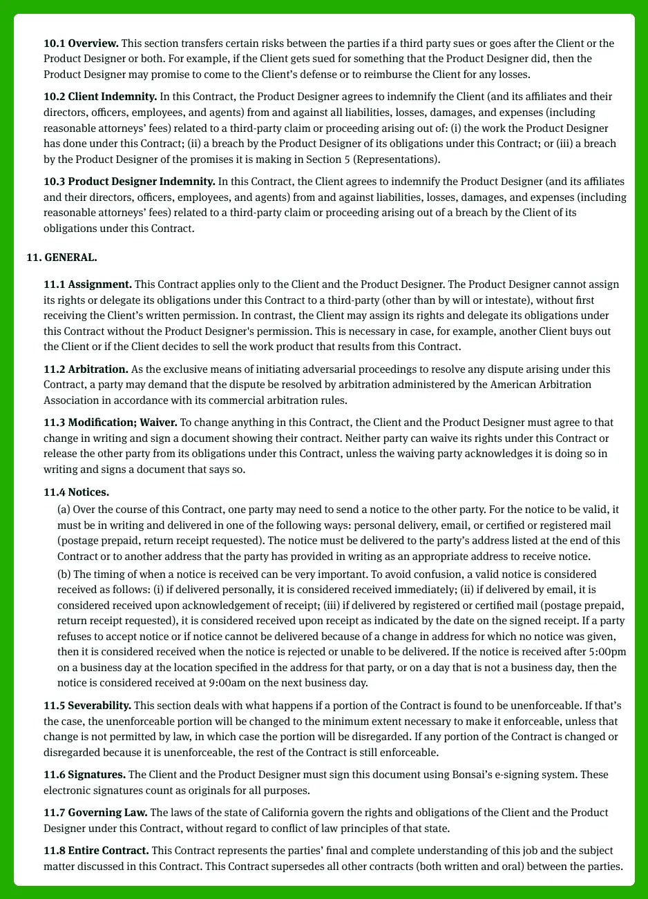 Free Product Design Contract Template (FREE - 2024 Updated) - Bonsai