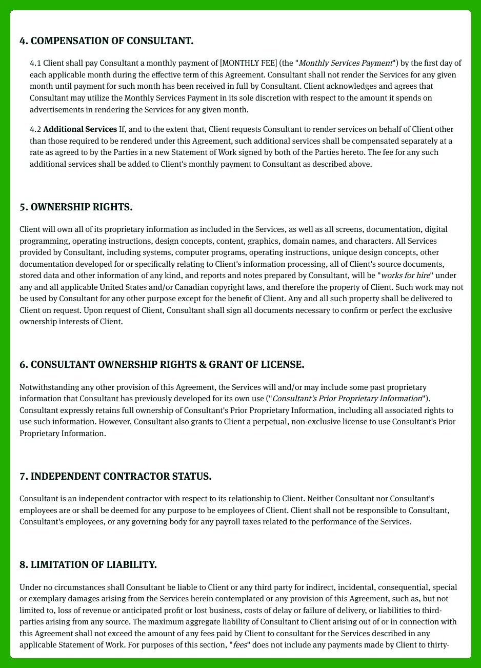 Digital Marketing Contract Template (FREE - 2024 Updated) - Bonsai