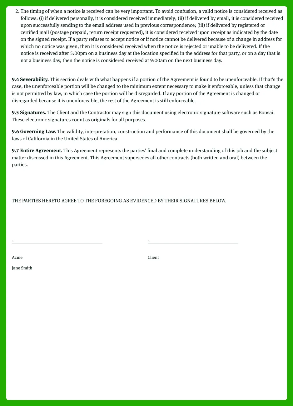 Free Service Agreement Template (FREE - 2024 Updated) - Bonsai