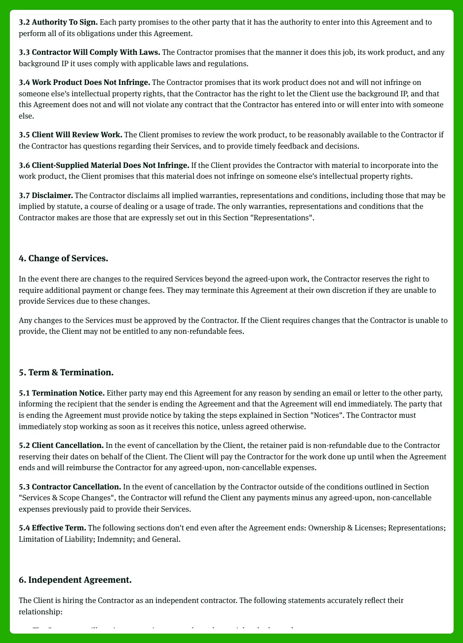 Free Service Agreement Template (FREE - 2024 Updated) - Bonsai