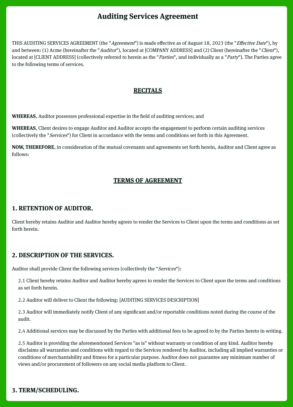 Free Contract Audit Agreement Template (FREE - 2024 Updated) - Bonsai