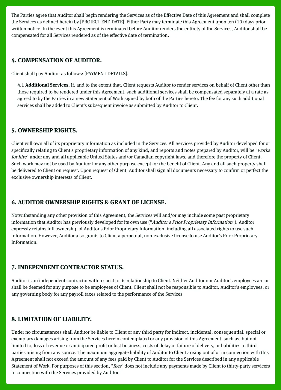 Free Contract Audit Agreement Template (FREE - 2024 Updated) - Bonsai