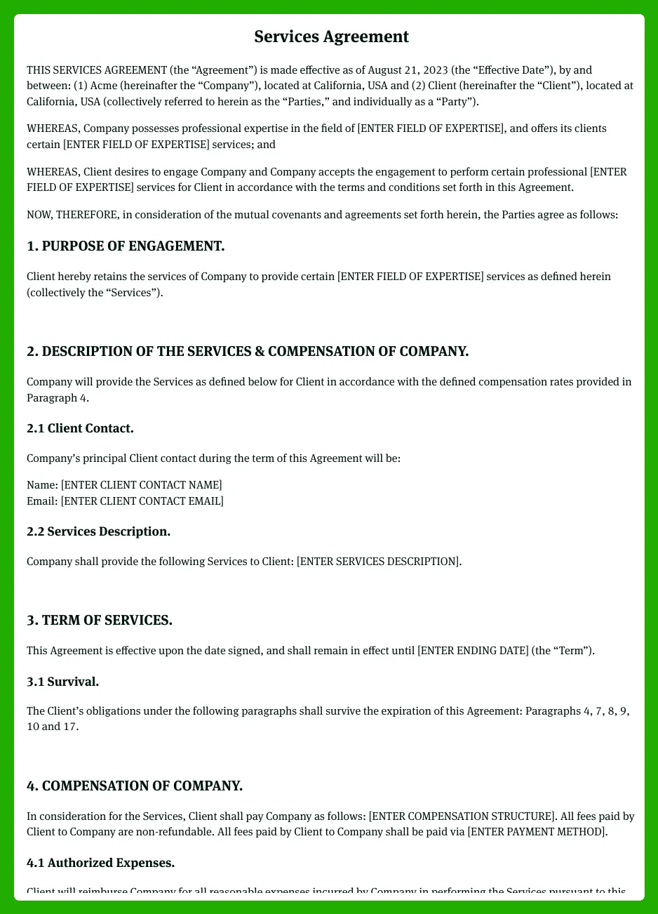 Free Service Agreement (PDF) (FREE - 2024 Updated) - Bonsai