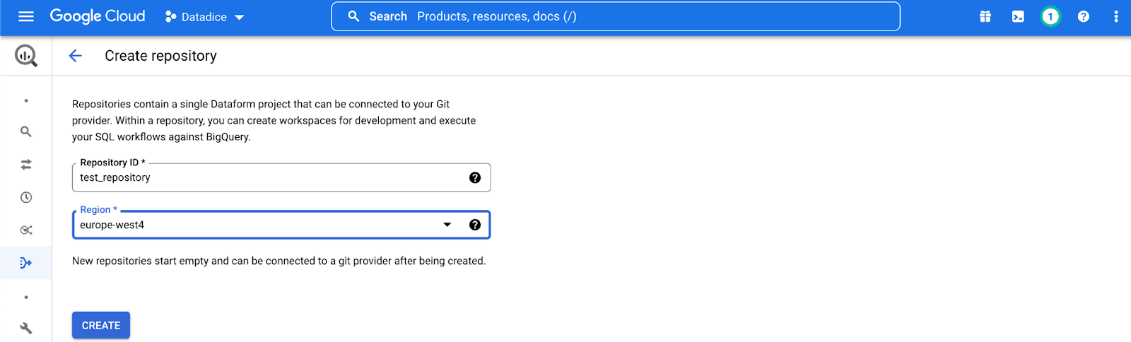 Step-by-step instructions to start with Dataform - datadice - Customized Data-Warehouse Solutions