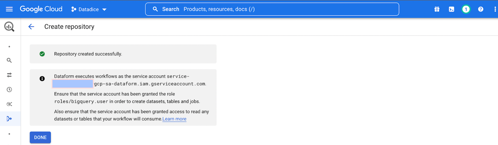 Step-by-step instructions to start with Dataform - datadice ...