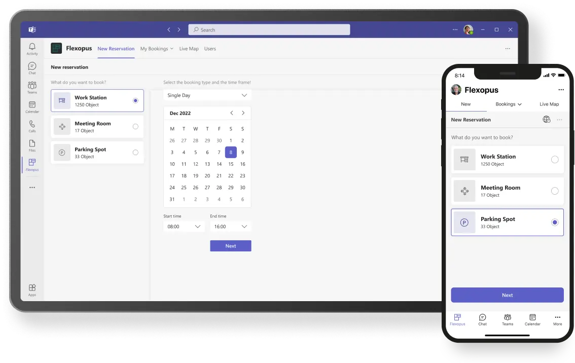 Desk Booking System Microsoft Teams | Flexopus