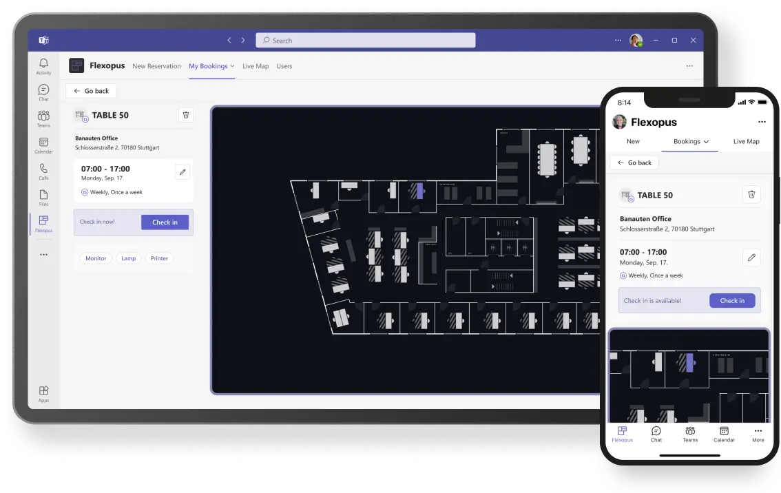 Desk Booking System Microsoft Teams | Flexopus
