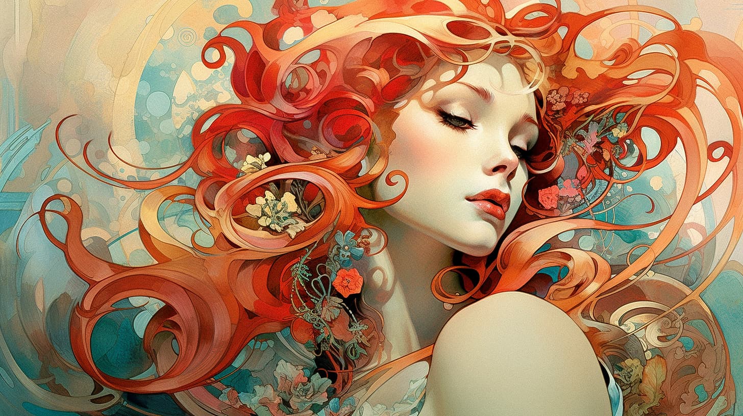 Alphonse Mucha Midjourney style | Andrei Kovalev's Midlibrary