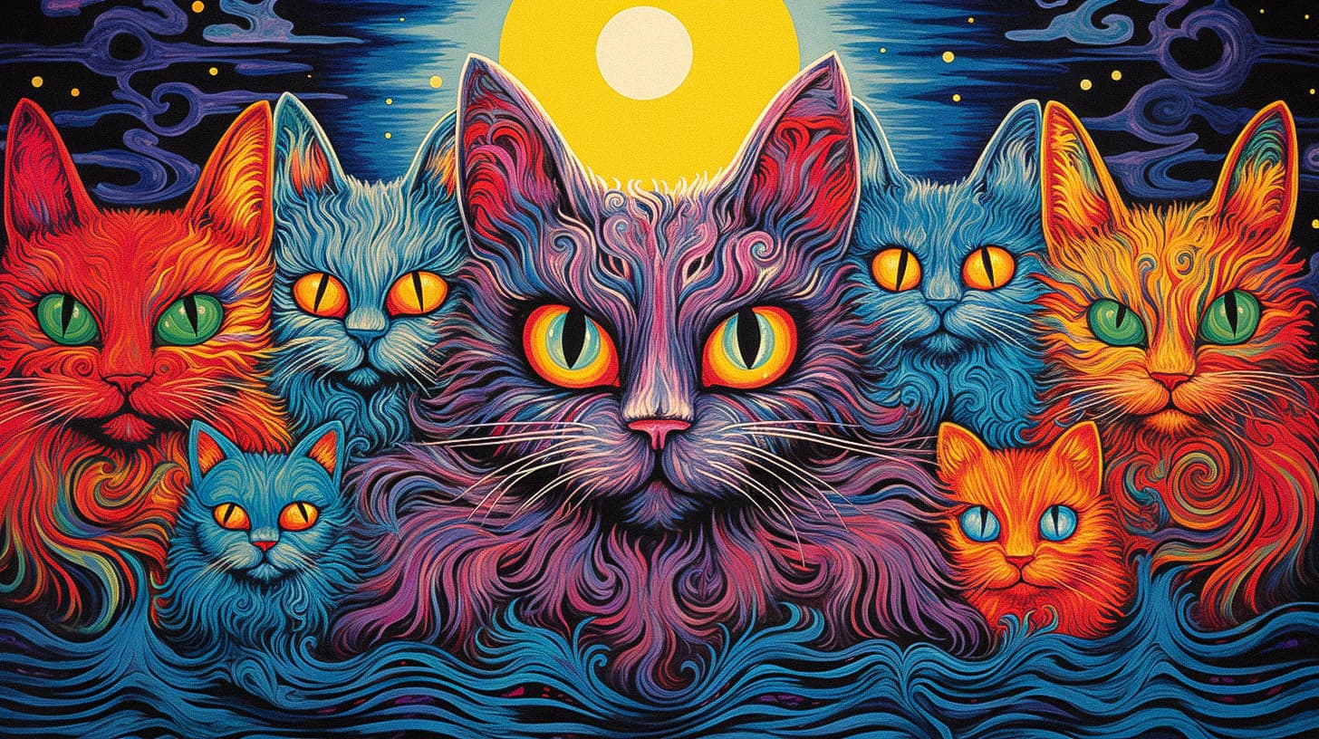 Louis Wain Midjourney style | Andrei Kovalev's Midlibrary