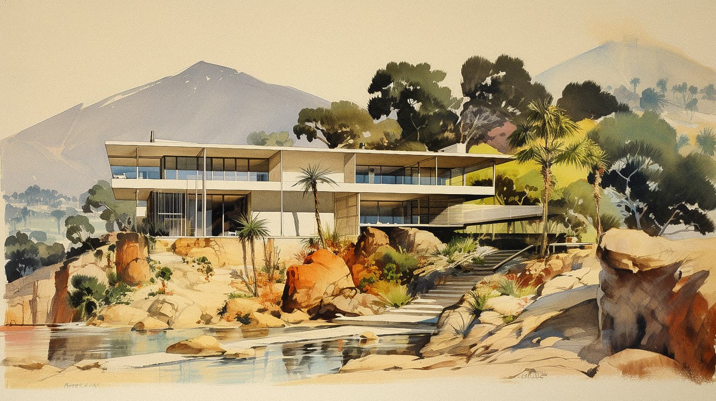 Richard Neutra Midjourney style | Andrei Kovalev's Midlibrary