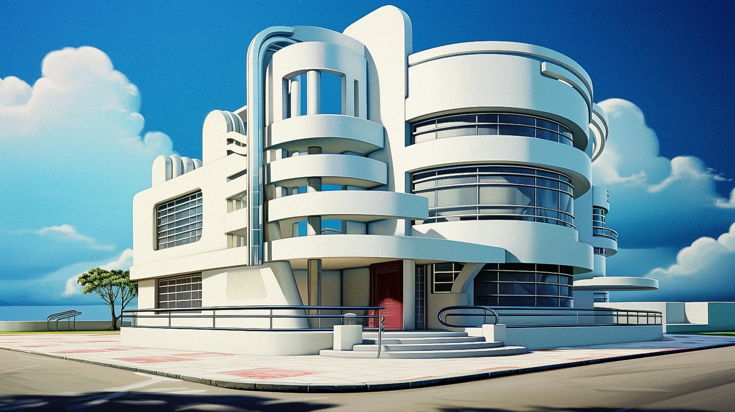 Art Moderne architecture Midjourney style | Andrei Kovalev's Midlibrary