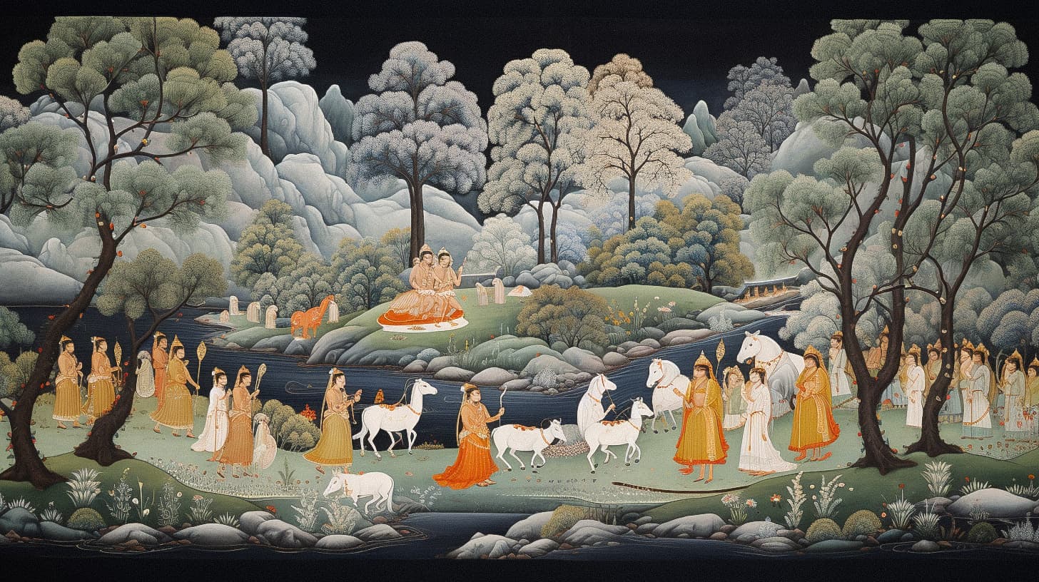 Pichwai painting Midjourney style | Andrei Kovalev's Midlibrary