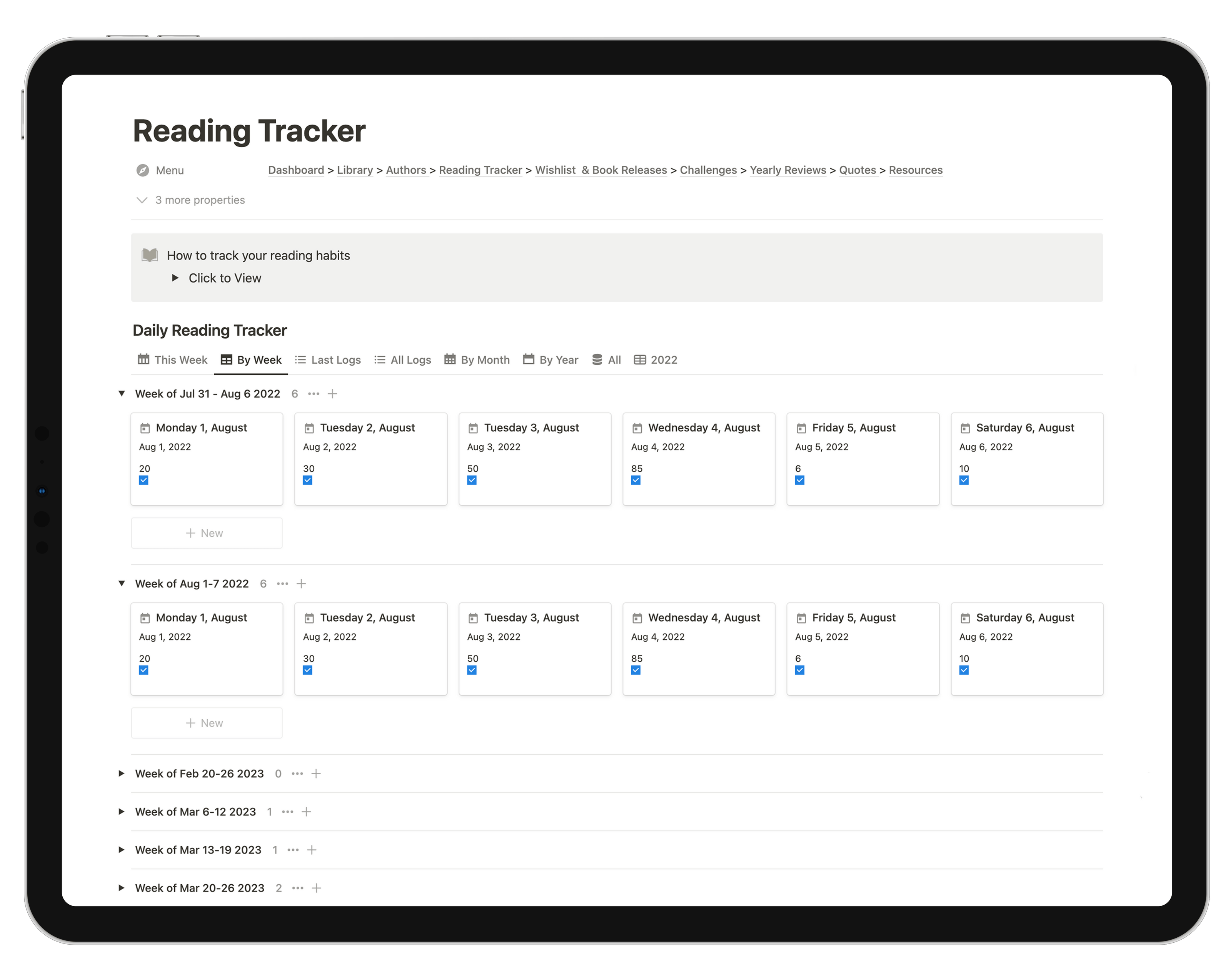 Notion Reading Tracker - All-in-One Notion Template