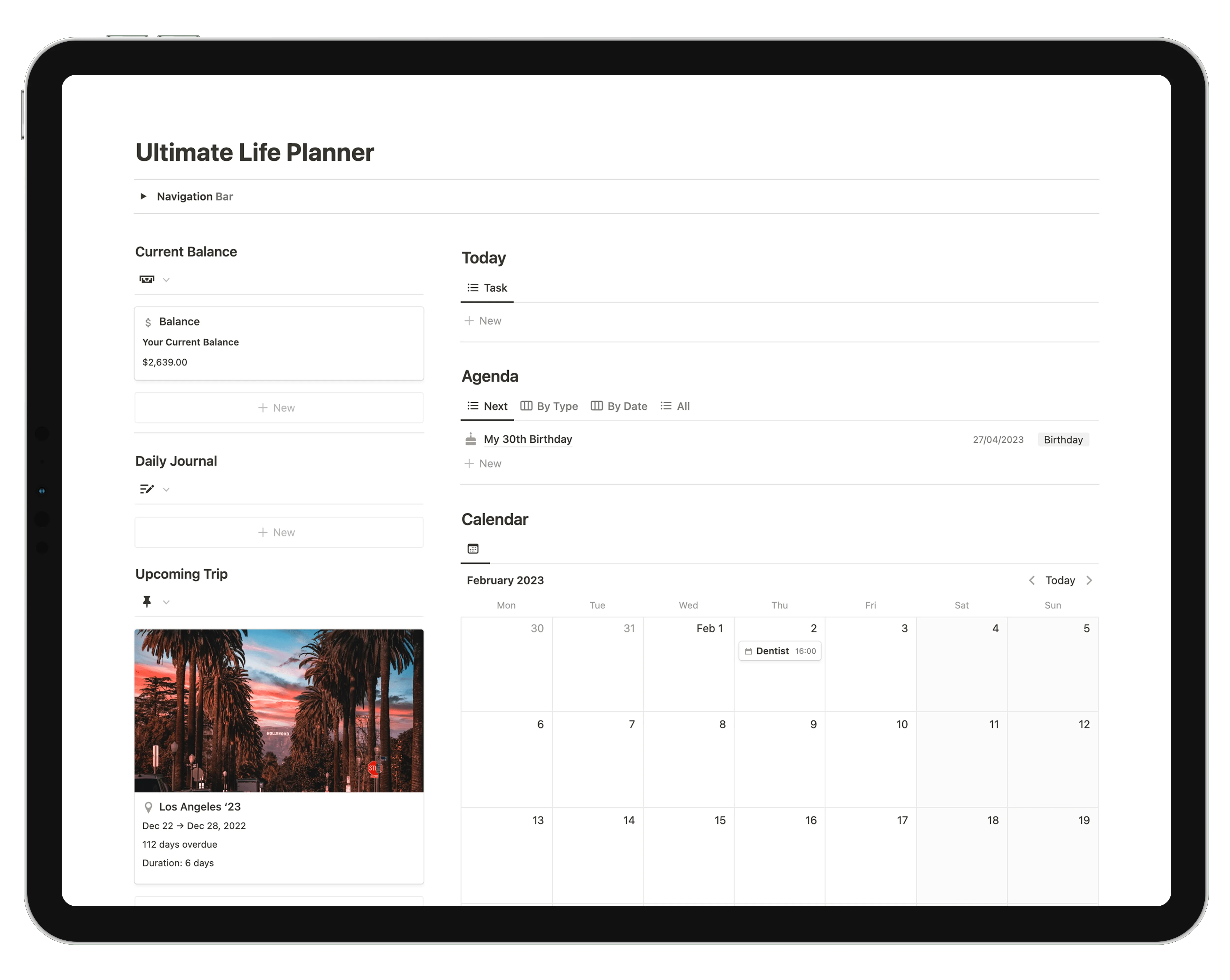 Notion Life Planner - All-in-One Notion Template