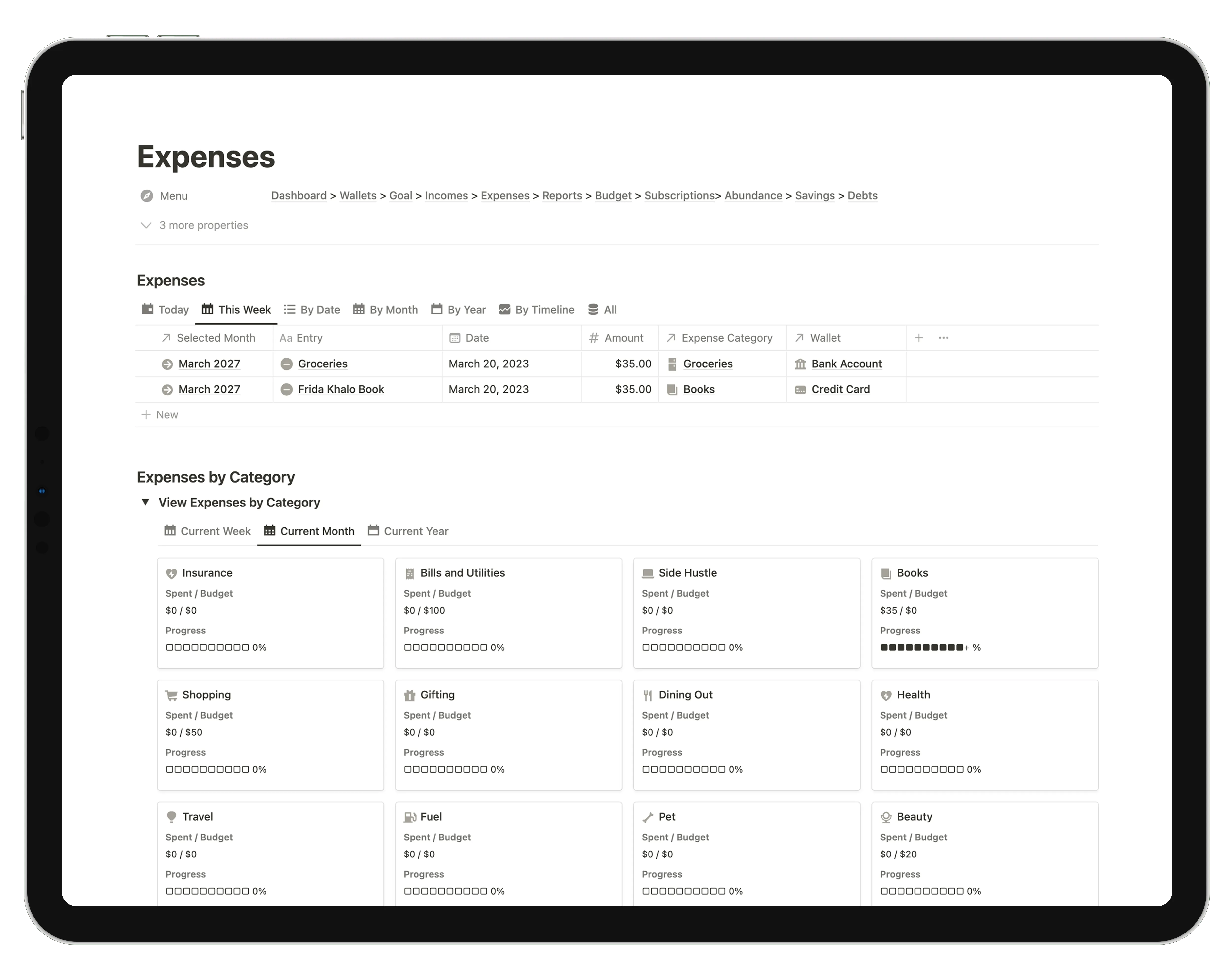 Notion Finance Tracker - All-in-One Notion Template