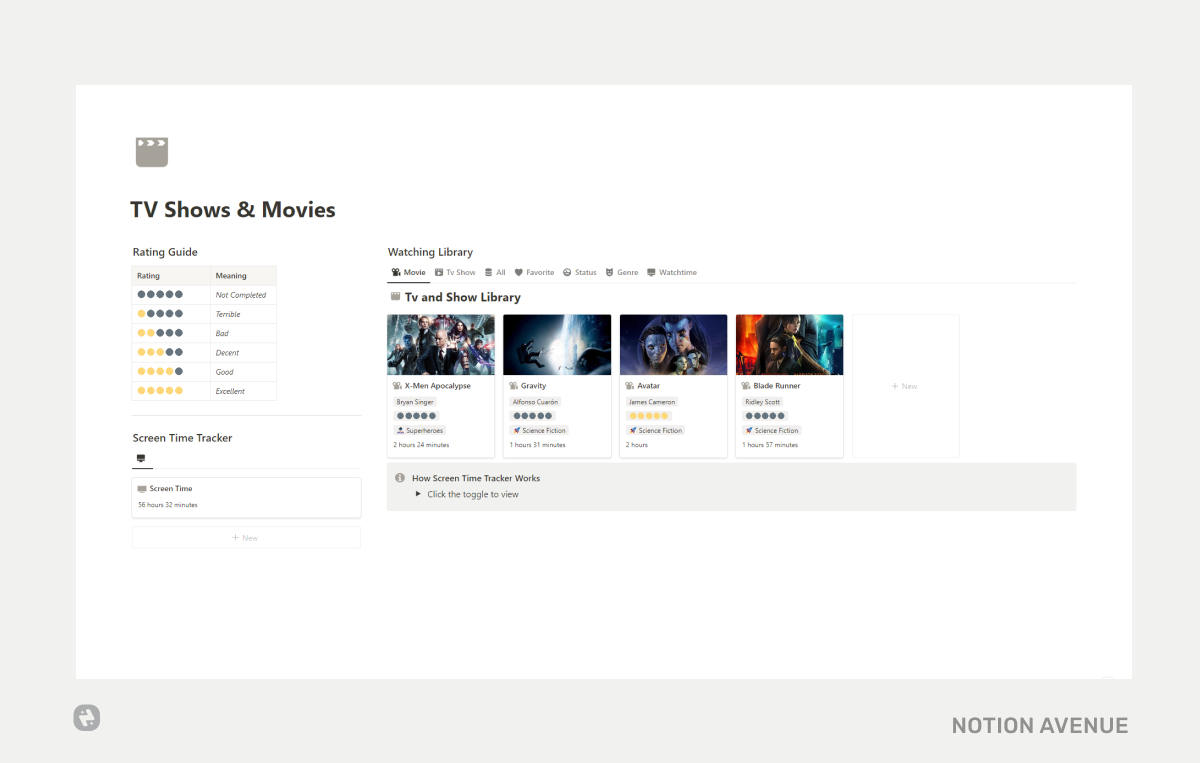 10+ Best & Aesthetic Notion Movie Watchlist Templates