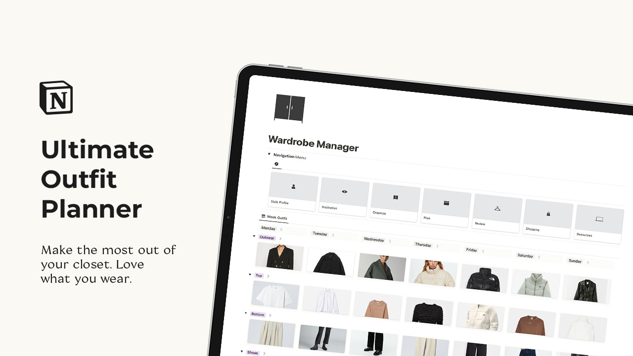 7+ Best & Aesthetic Notion Wardrobe & Outfit Planner Templates to ...