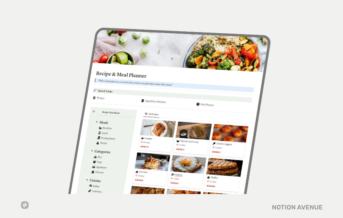 12+ Notion Meal Planner Templates (Food Diary, Recipes, and Meal Tracker)