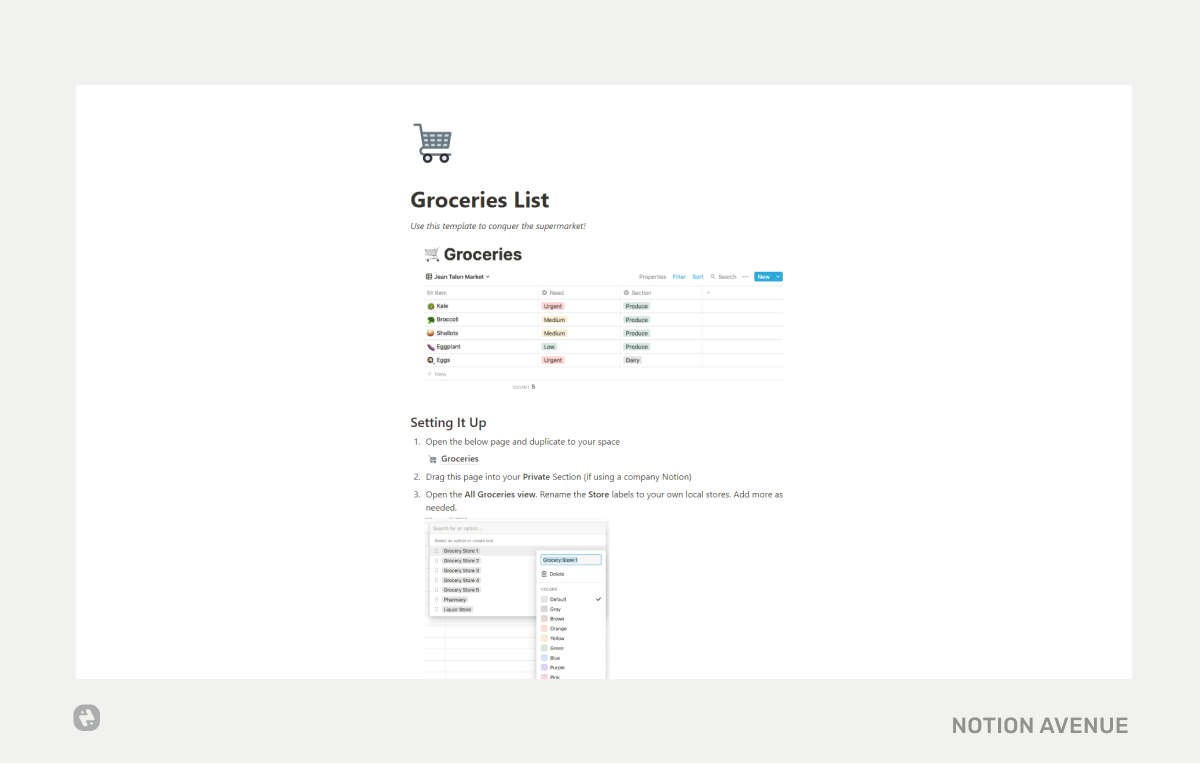 10+ Must-Try & Free Notion Grocery List Templates for Organized Shopping