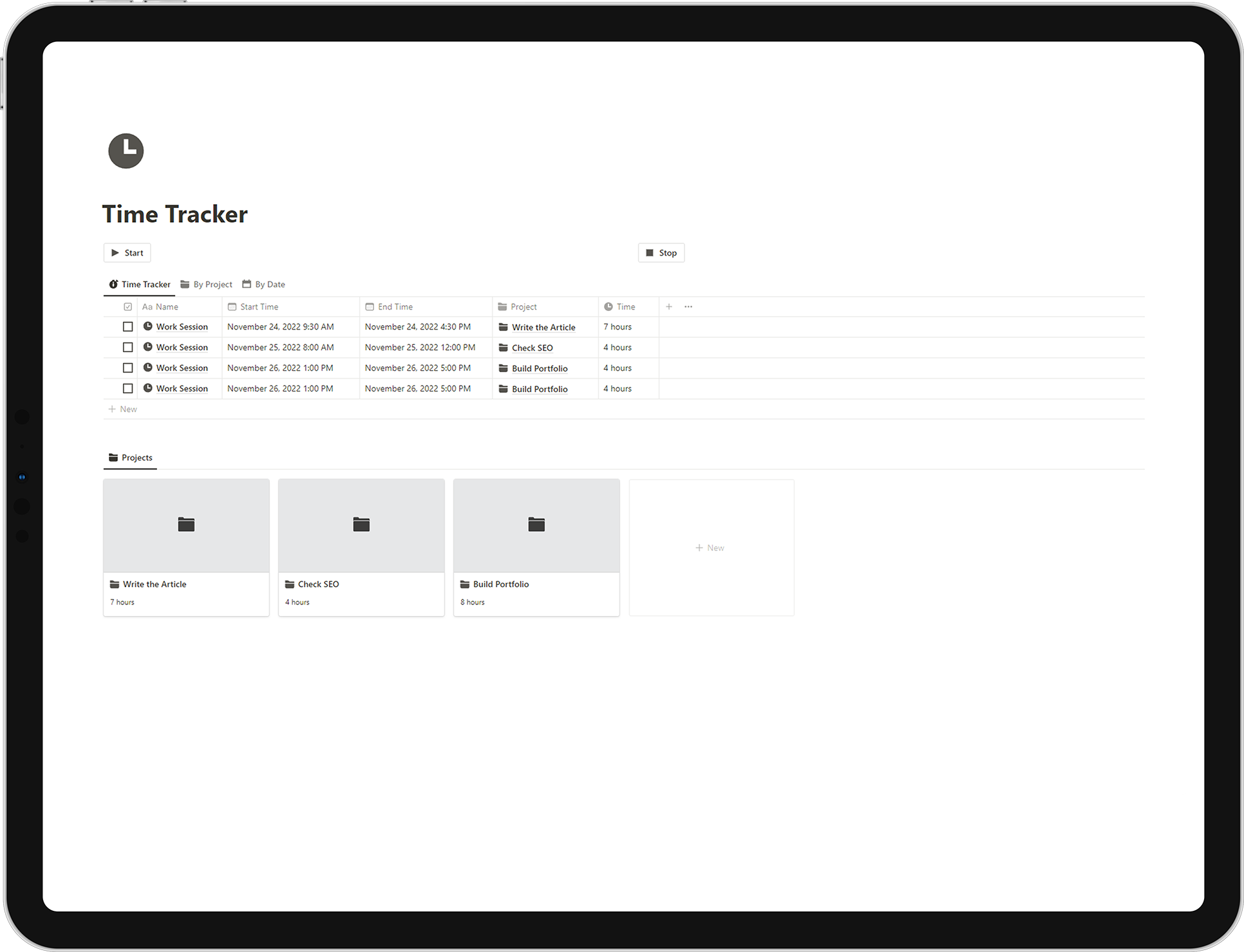 Time Tracker - Free Notion Template