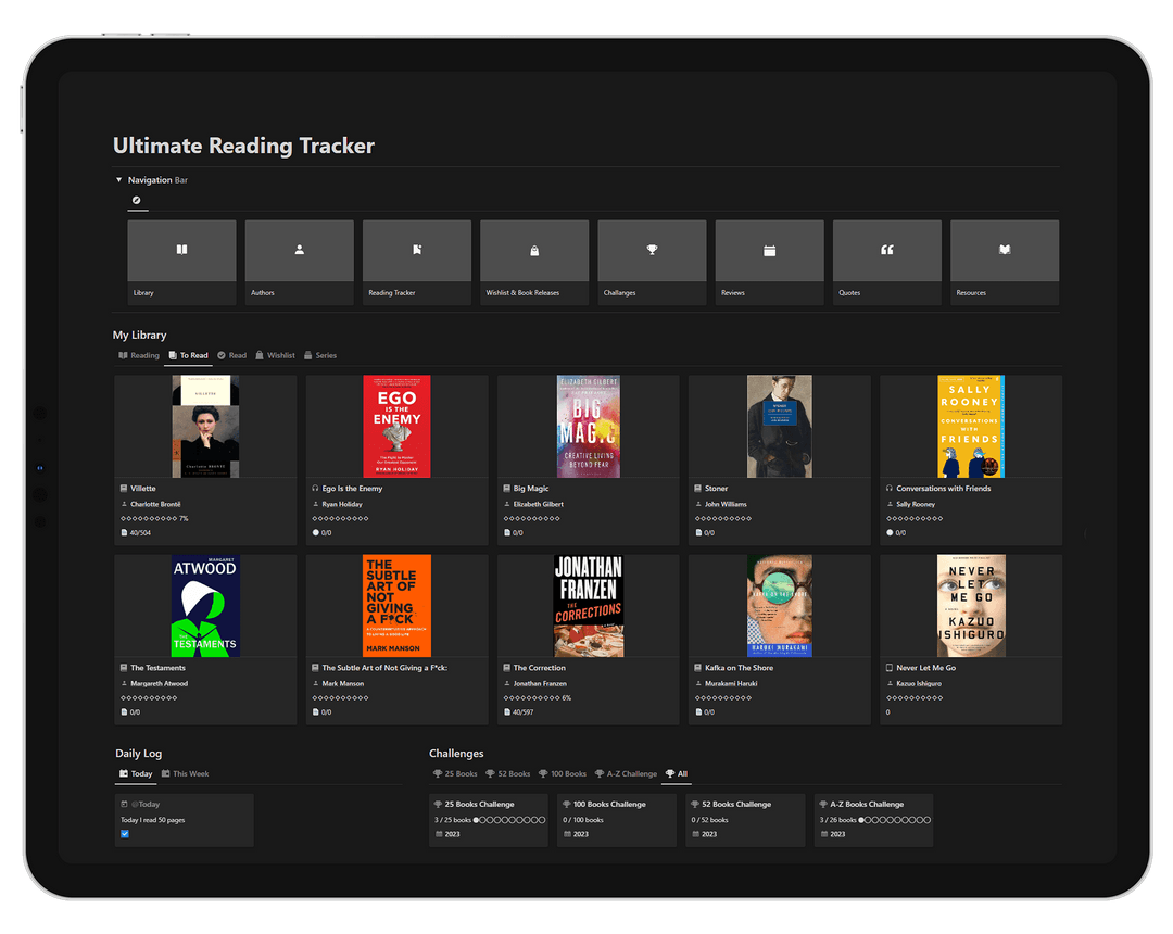 Notion Reading Tracker - All-in-One Notion Template