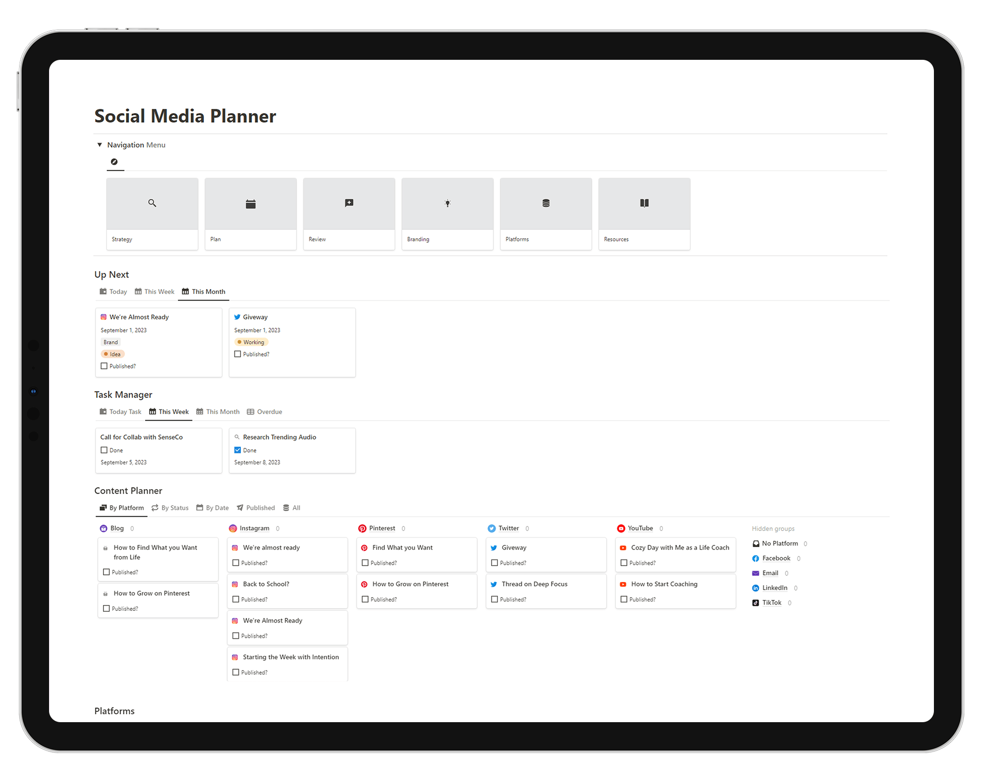 Notion Social Media Planner - All-in-One Notion Template