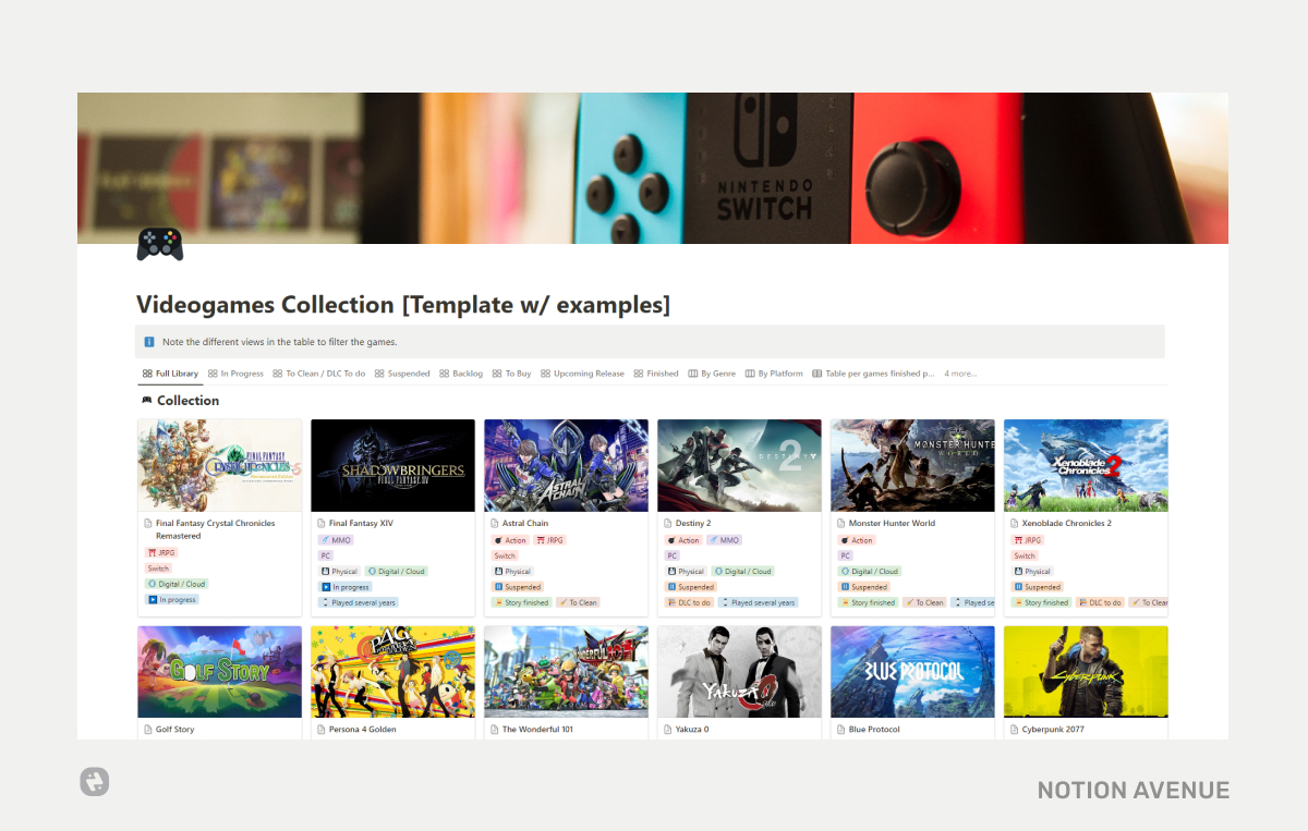 12+ Best Notion Templates for Gaming Videogames Library, Gaming ...