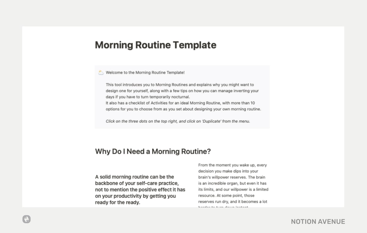 18 Notion Routine Templates (Morning and Night)