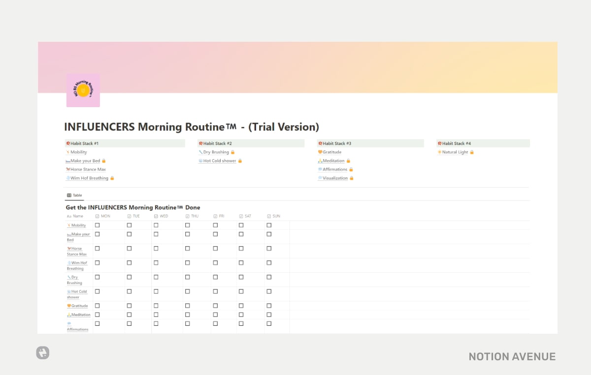 18 Notion Routine Templates (Morning and Night)