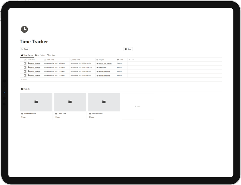 Time Tracker - Free Notion Template