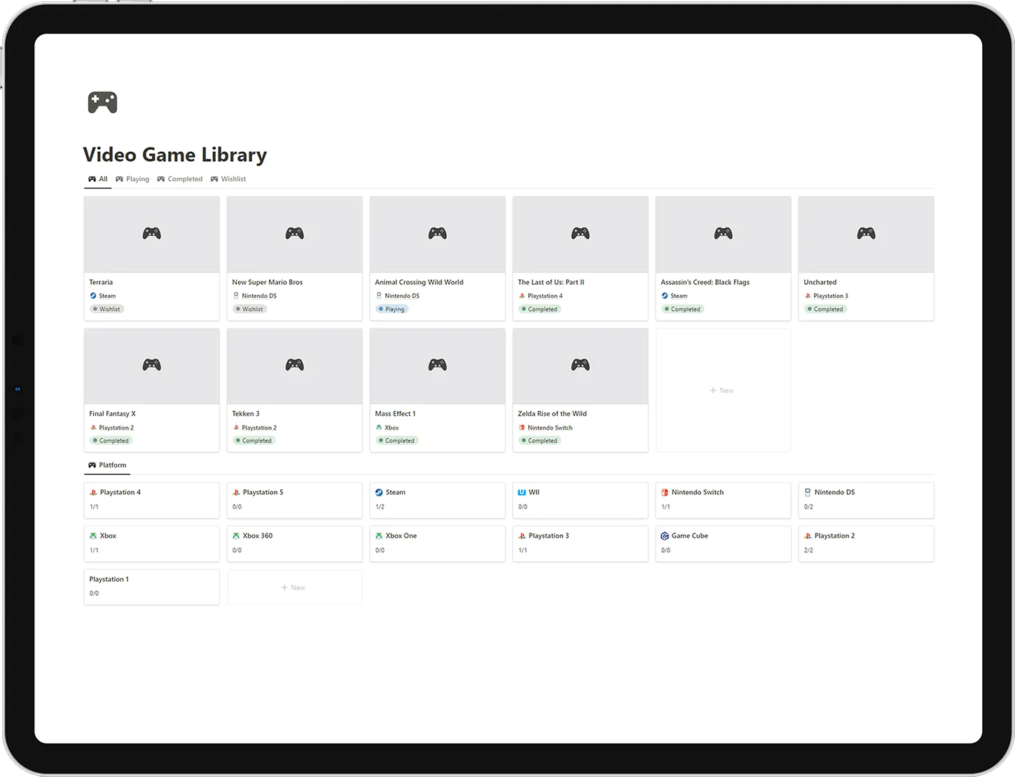 Videogames Library - Free Notion Template