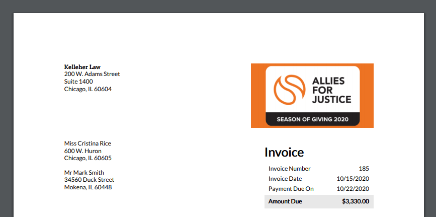 Legal billing that lets you include all debtors on one invoice