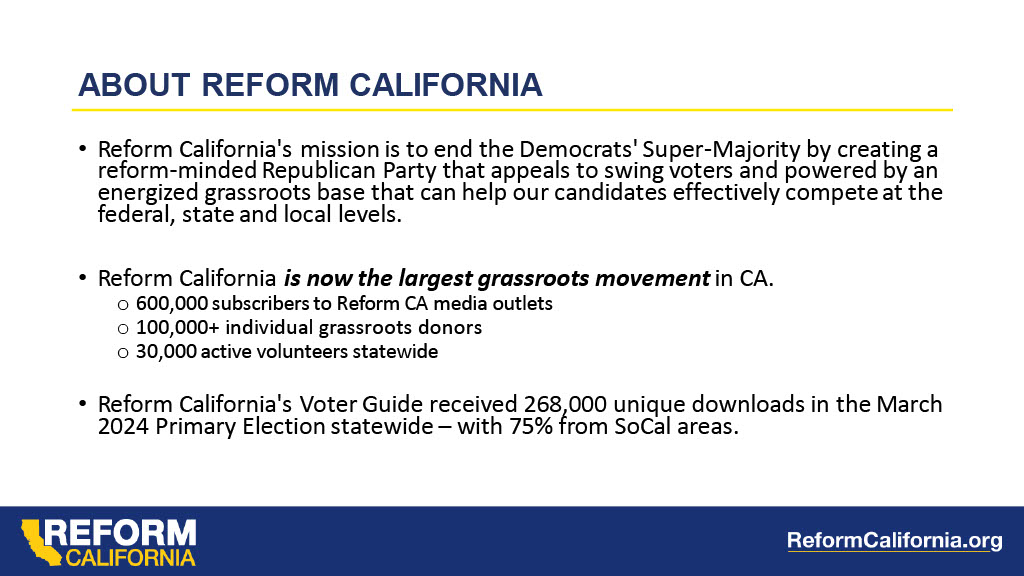 News | Reform CA Unveils Campaign Plan for November Election