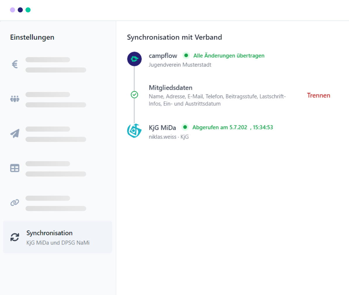 KjG MiDa Integration in campflow