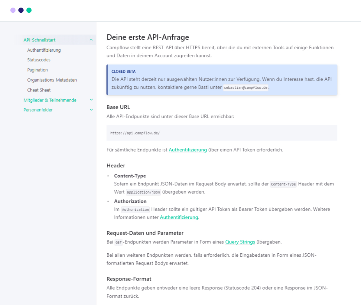 campflow API Integration in campflow