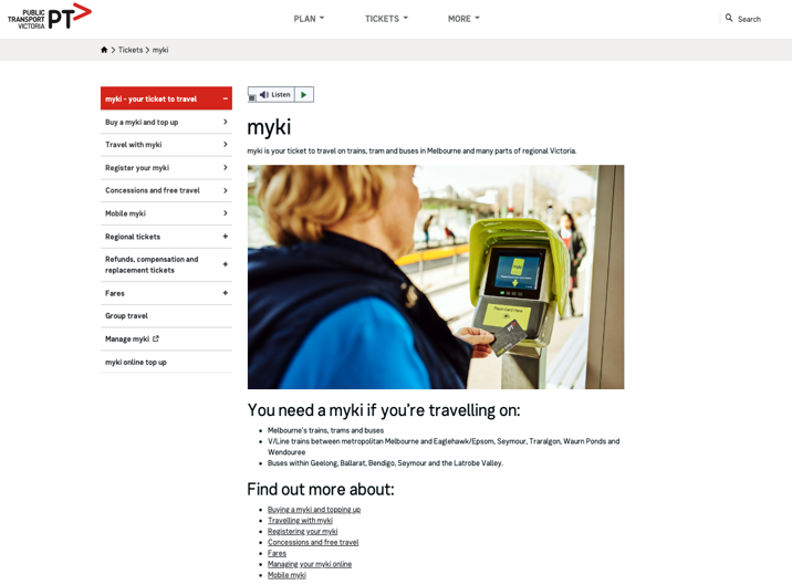 A Redesign for the Myki Website