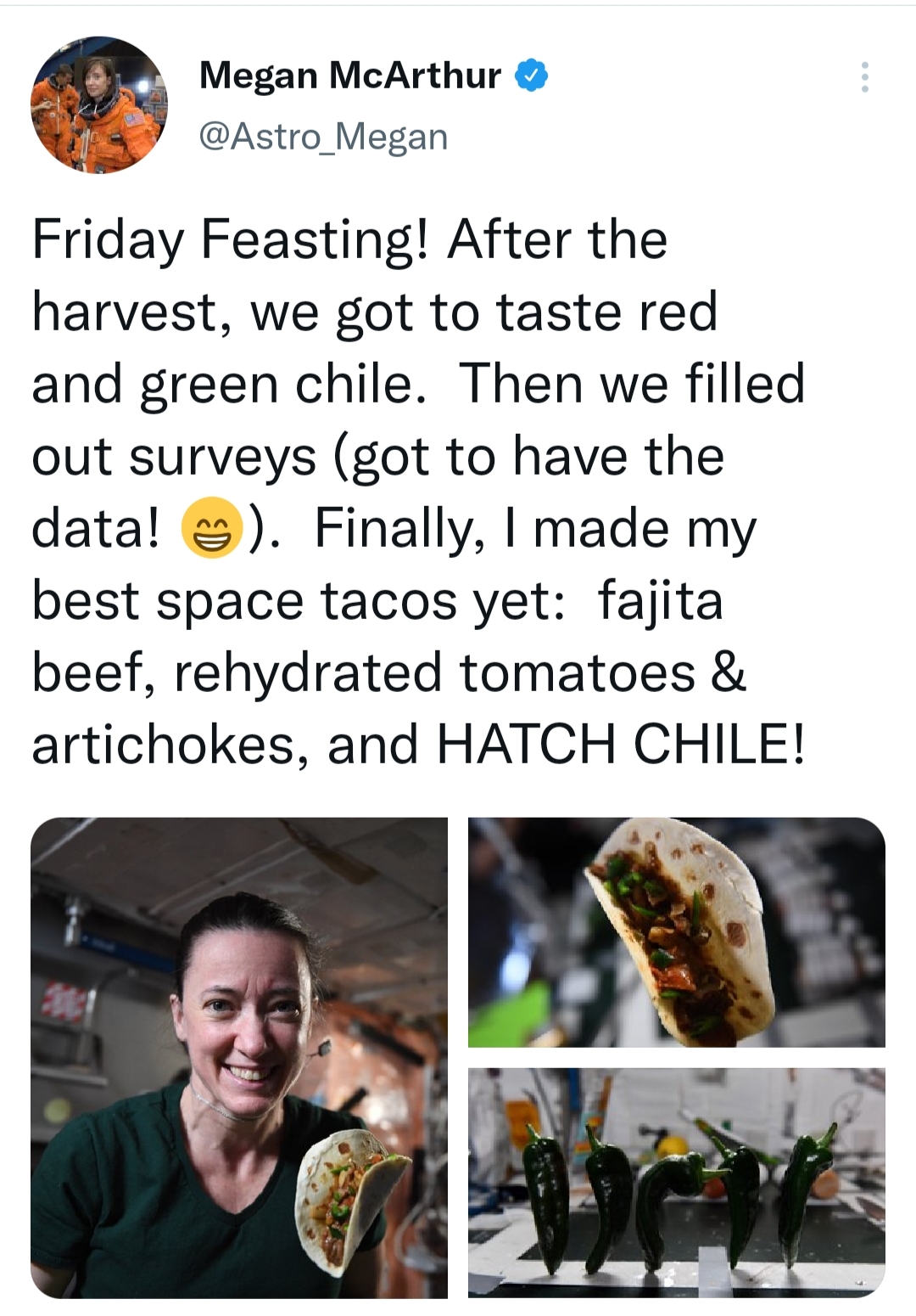 Astronauts Eat Tacos with the First Chilli Peppers Grown in Space | The ...