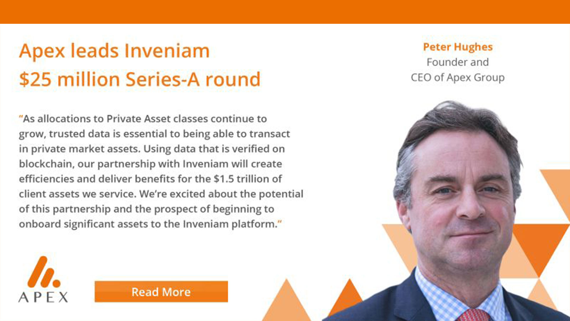 Apex leads Inveniam $25 million Series-A round