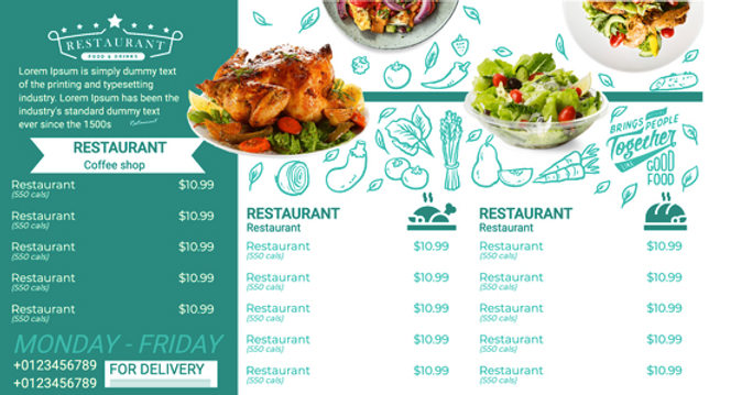 Restaurant free templates for Digital Signage | Optisigns