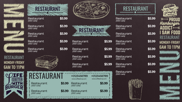 Restaurant free templates for Digital Signage | Optisigns