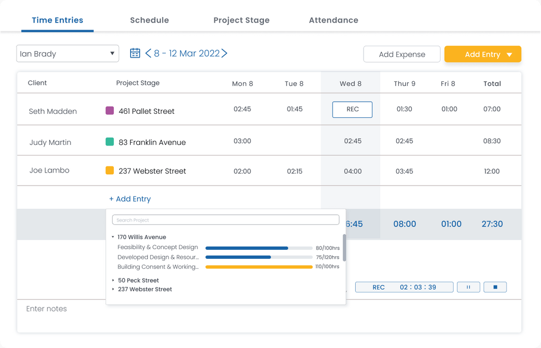 Timesheet | Clarc Features