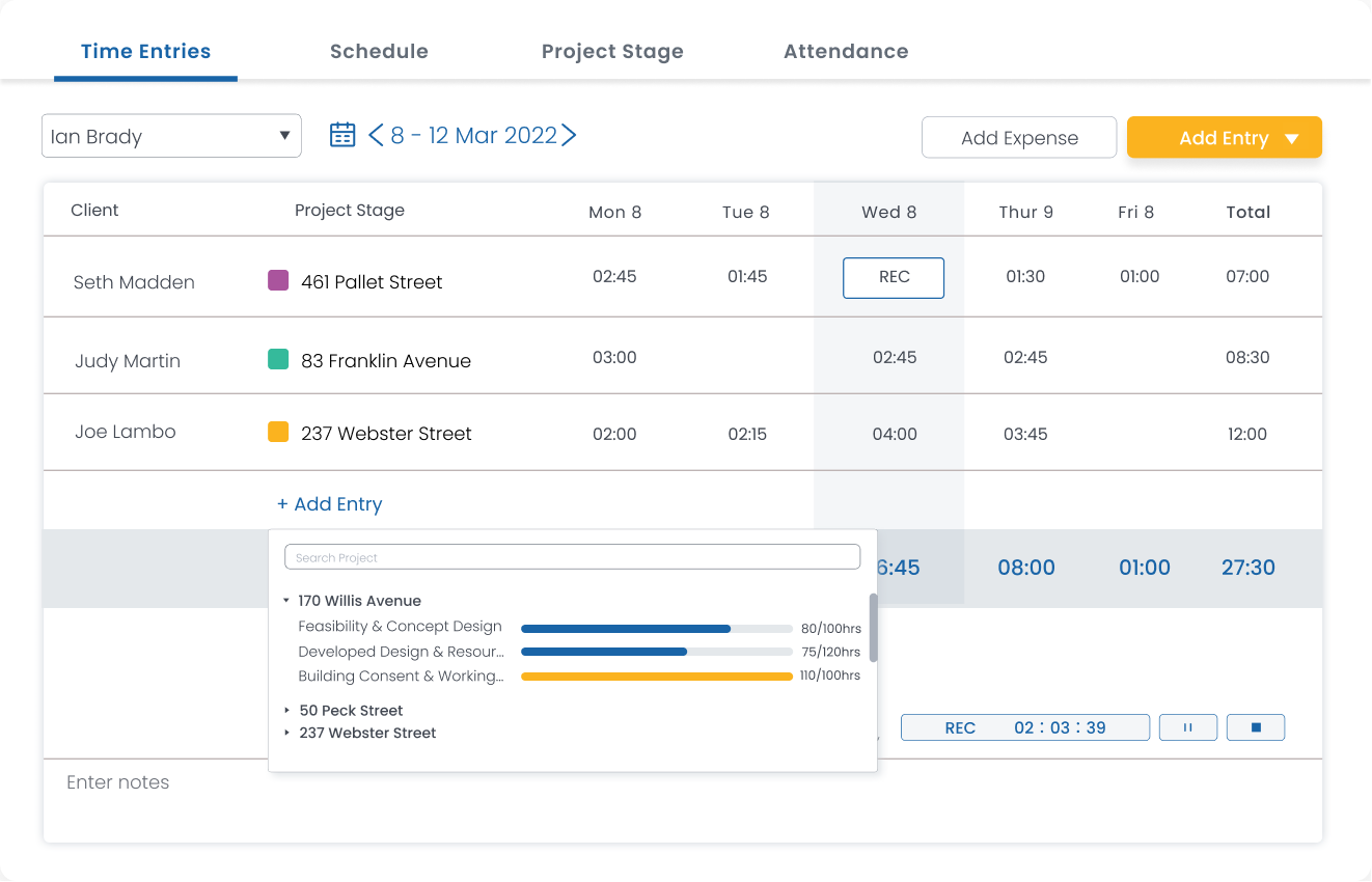 Timesheet | Clarc Features