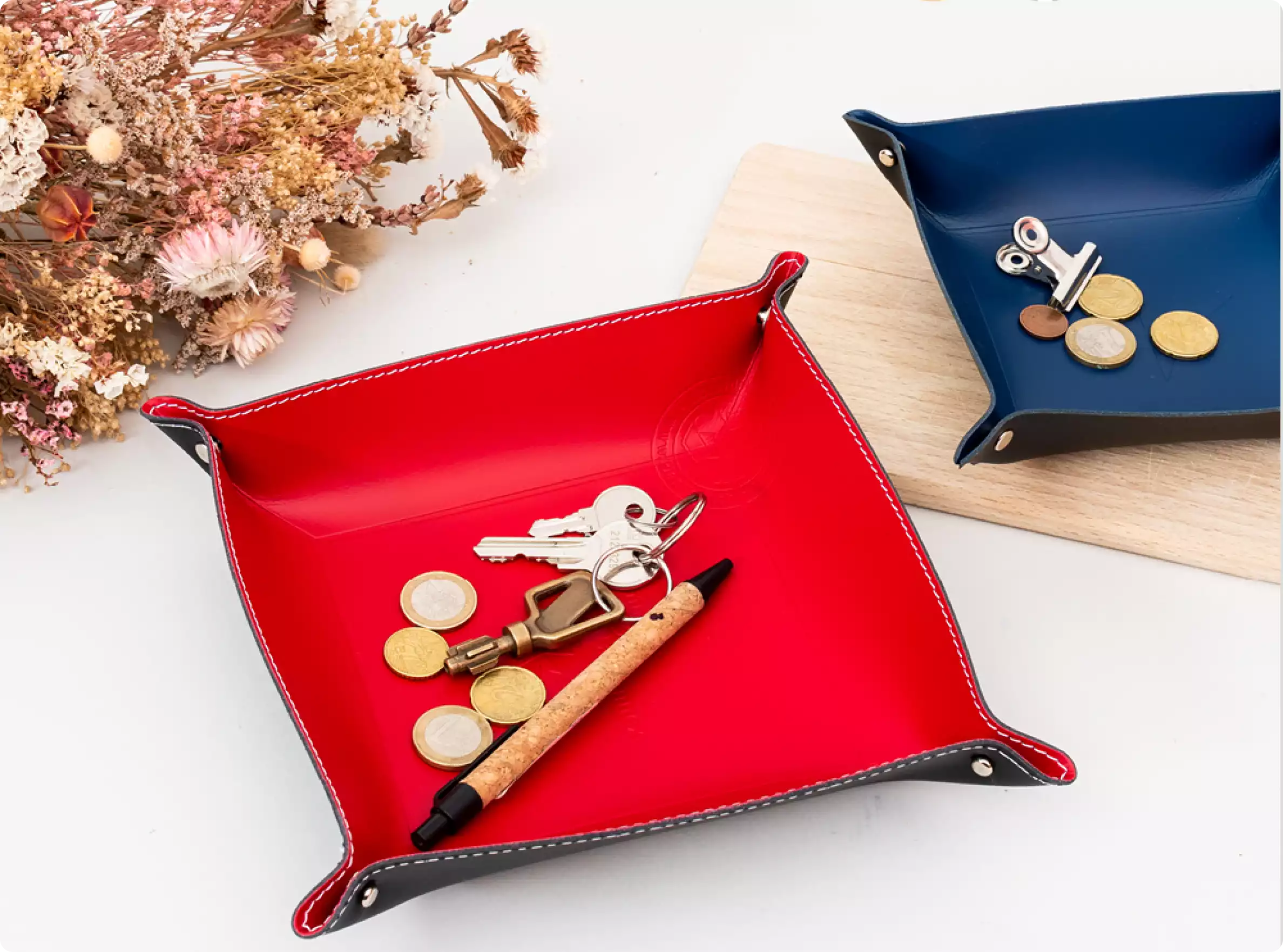 Vide poche en cuir recyclé personnalisé