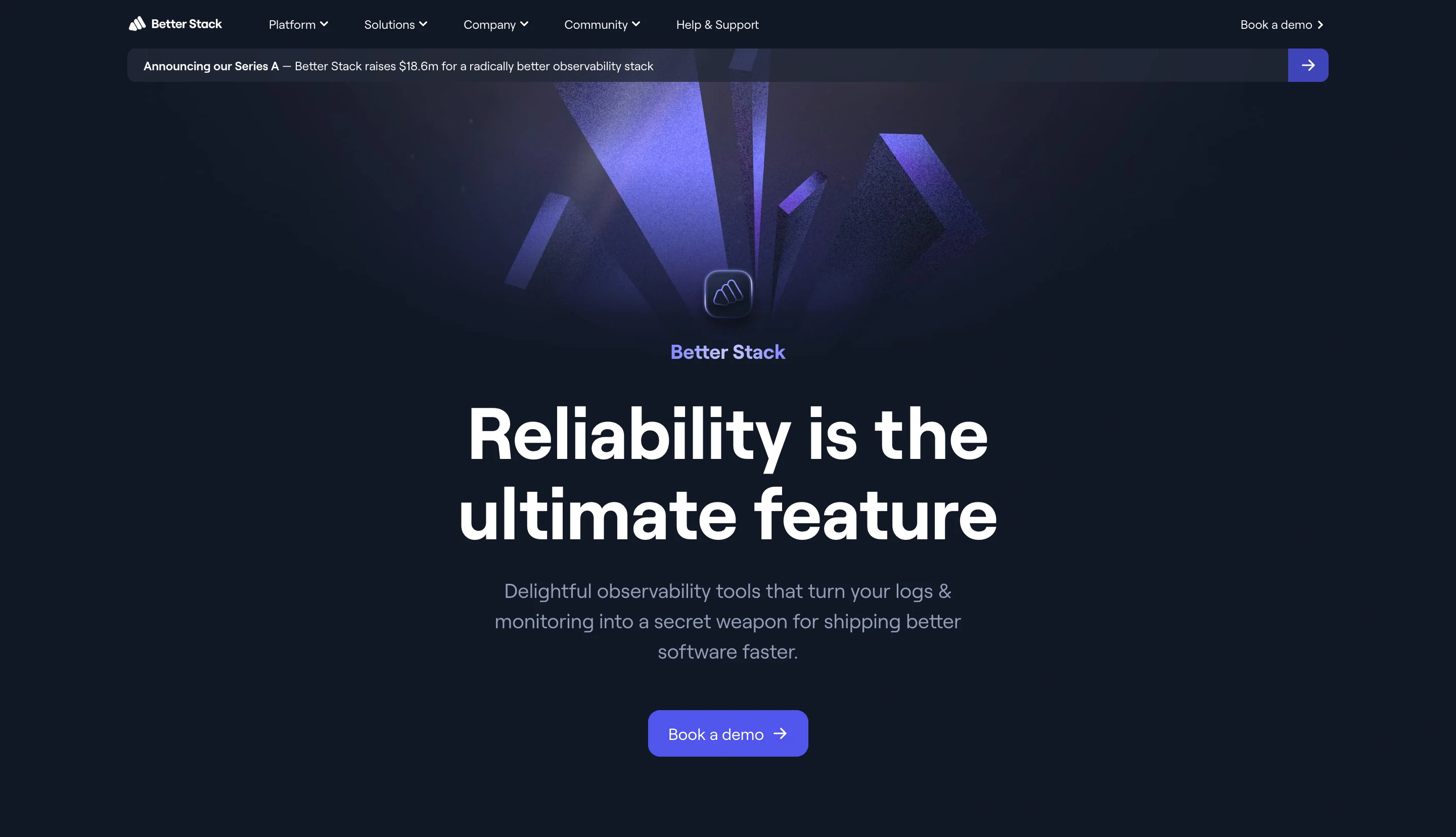 Better Stack Home Page Section Hero | Hero Section Design Design