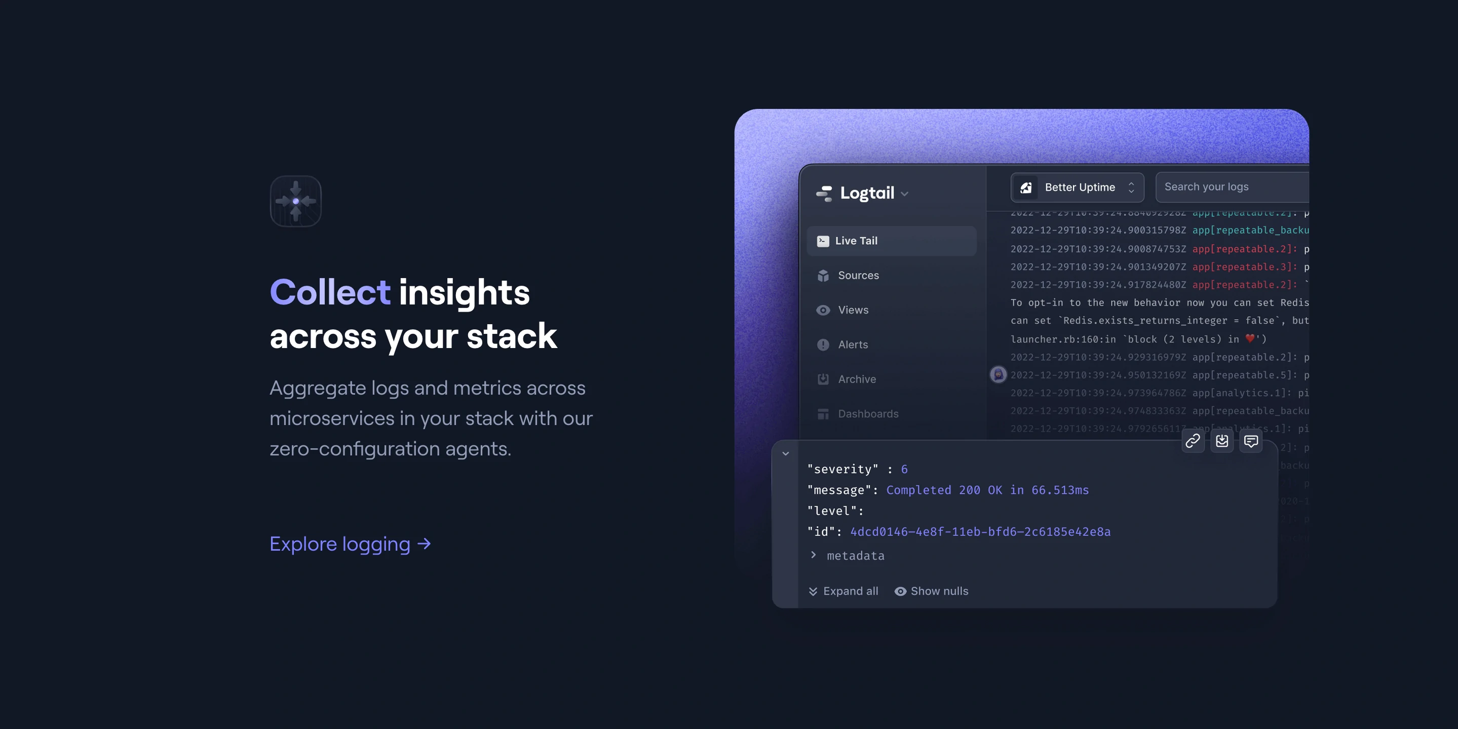 Better Stack Home Page Section Logging Feature Section Design Design 