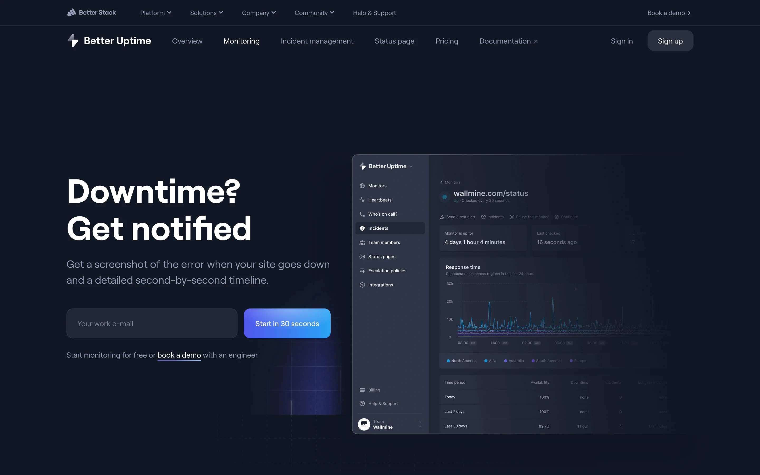 Better Stack Monitoring Page Section Hero | Hero Section Design Design
