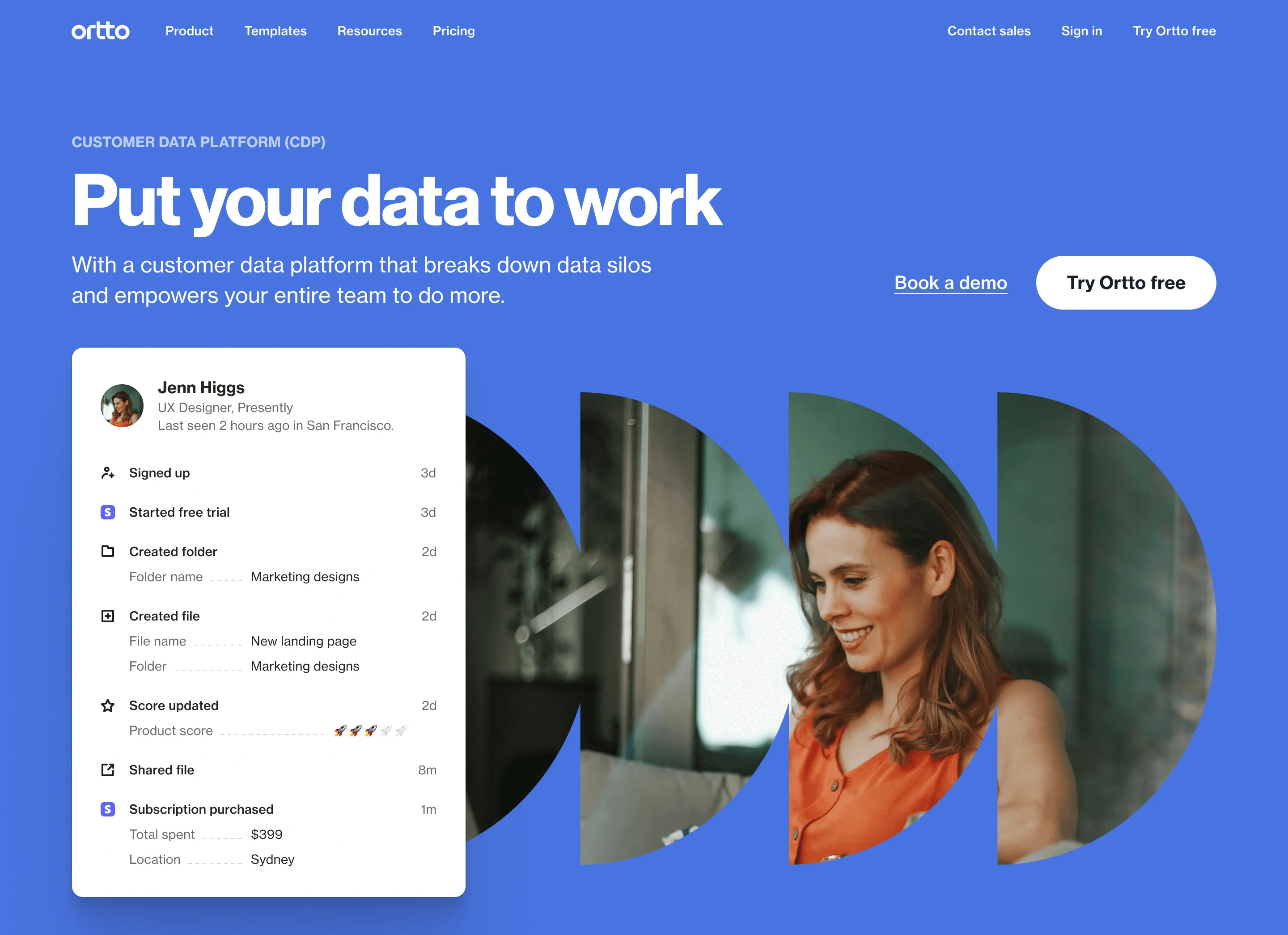 Ortto Data Platform Page Section Hero | Hero Section Design Design