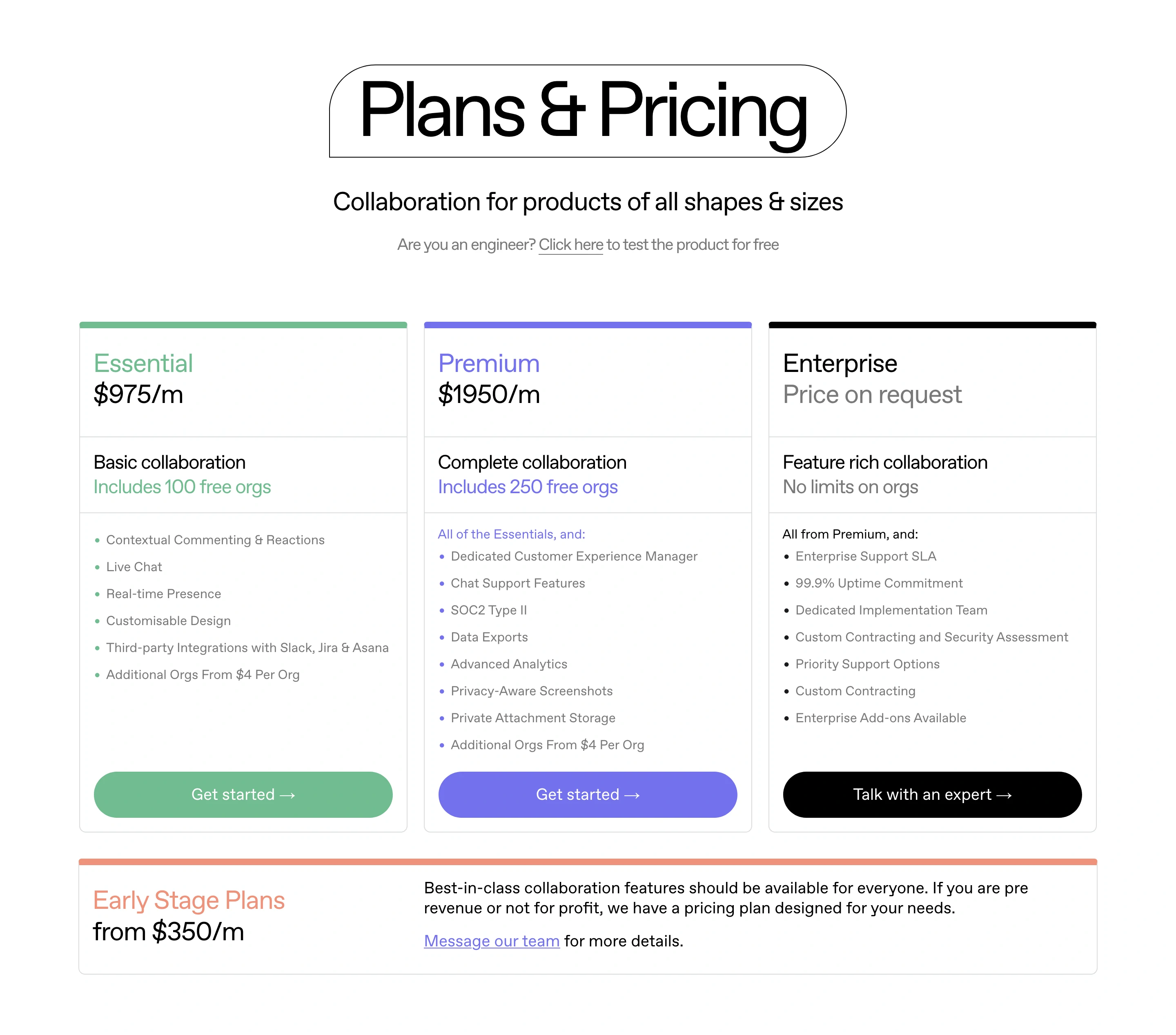 Pricing Section Design Inspiration Unsection 