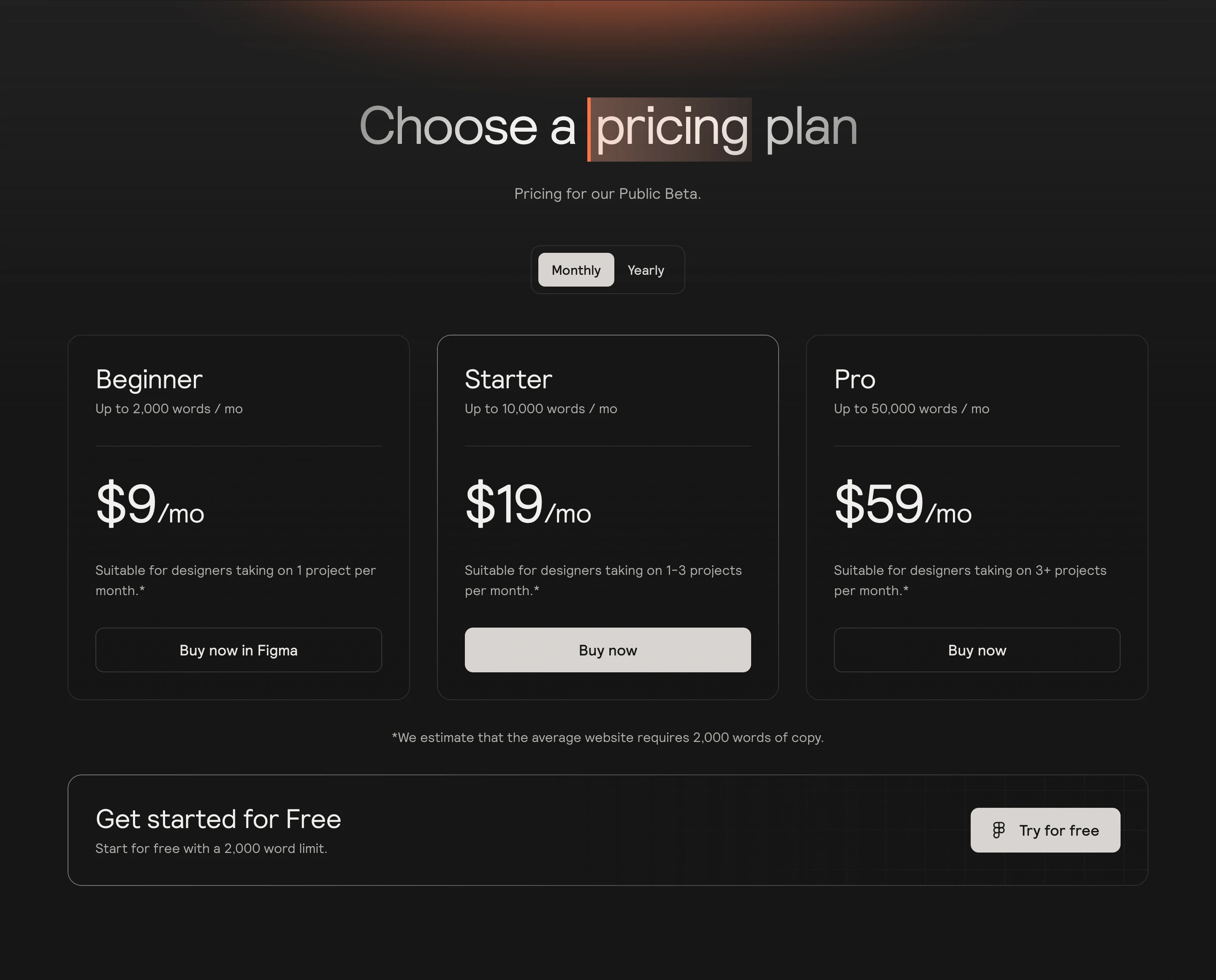 Relumeipsum Home Page Section Pricing | Pricing Section Design Design